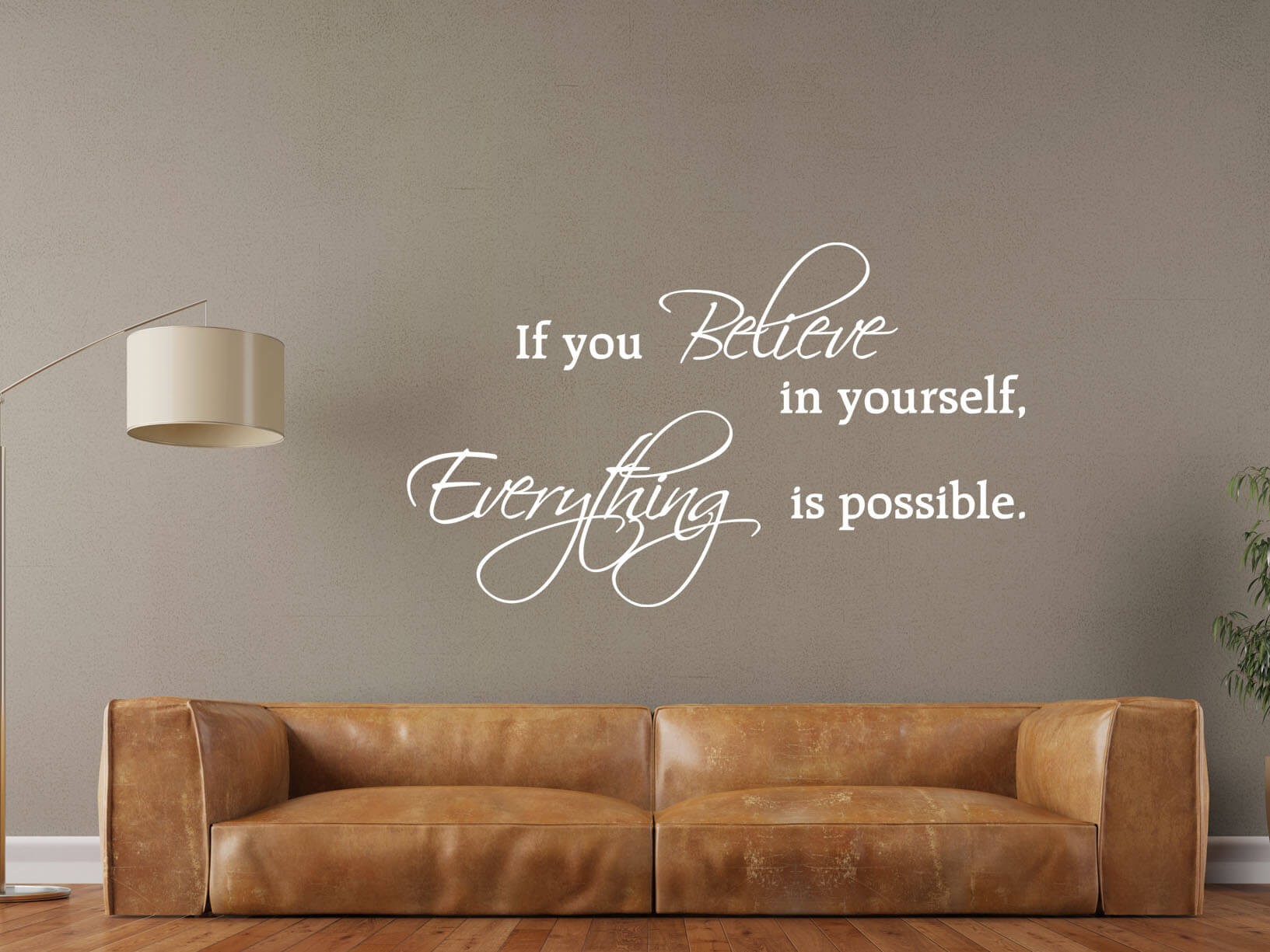 Muursticker "If you believe in yourself, everything is possible ...