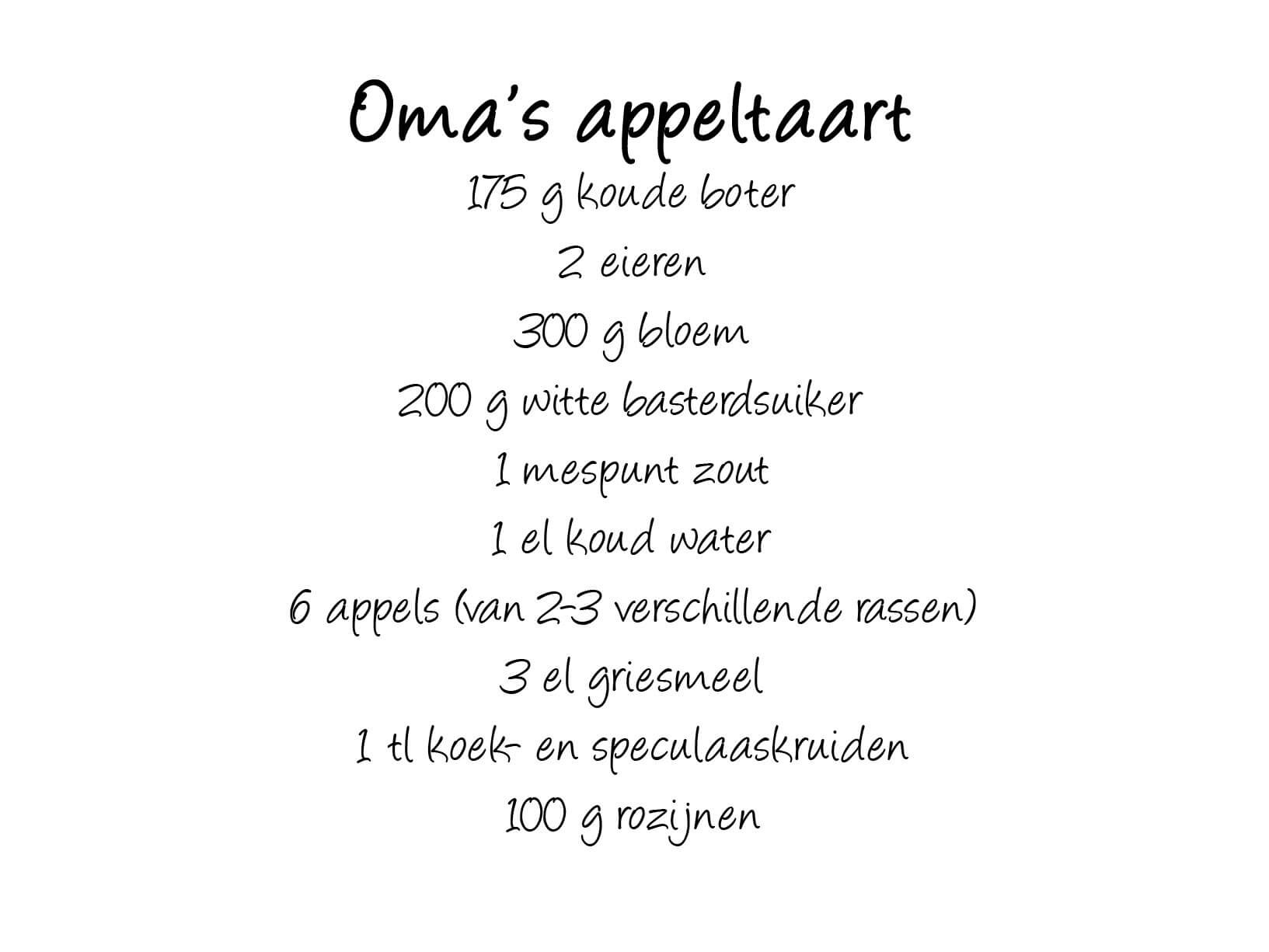 Muursticker recept "oma's appeltaart"